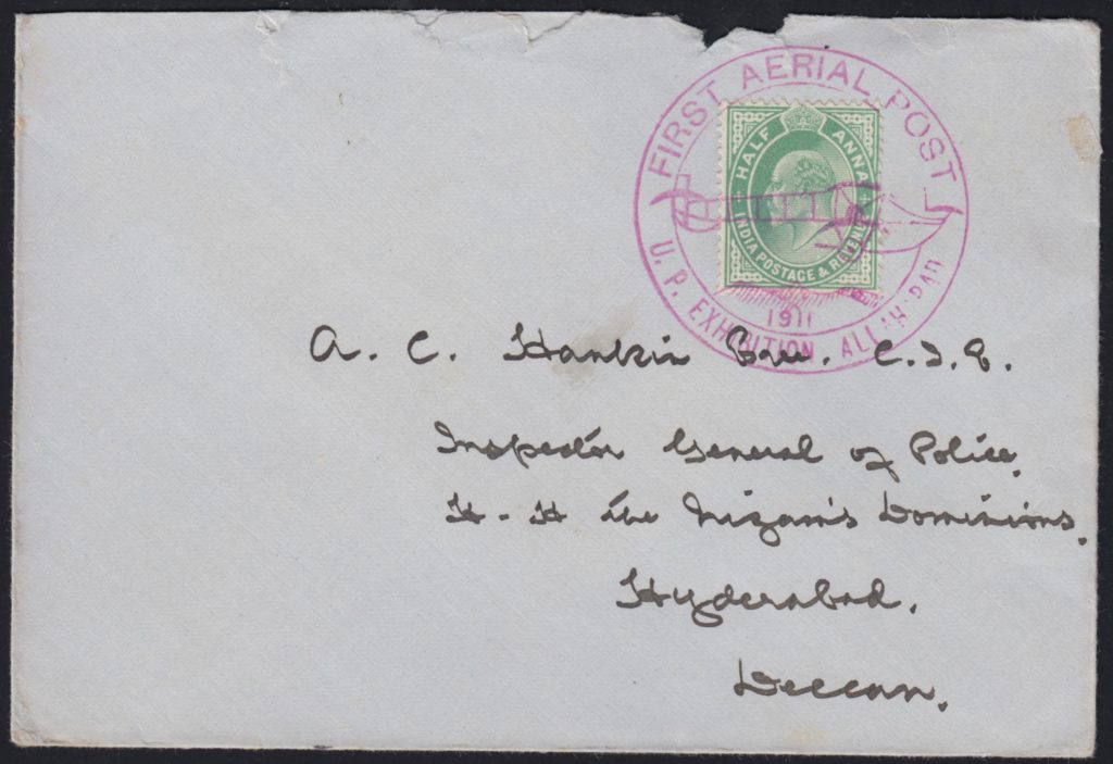 India Airmail – 1911 First Aerial Post Allahabad-Naini Flight cover to ...